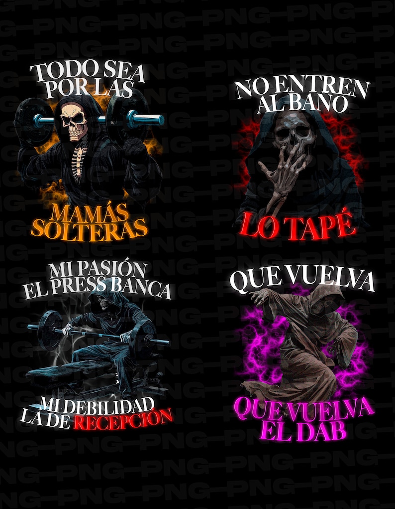 Pack 'Calacas Chidas' DTF, Diseños Calacas Chidas en dtf, PNG, DTF ...