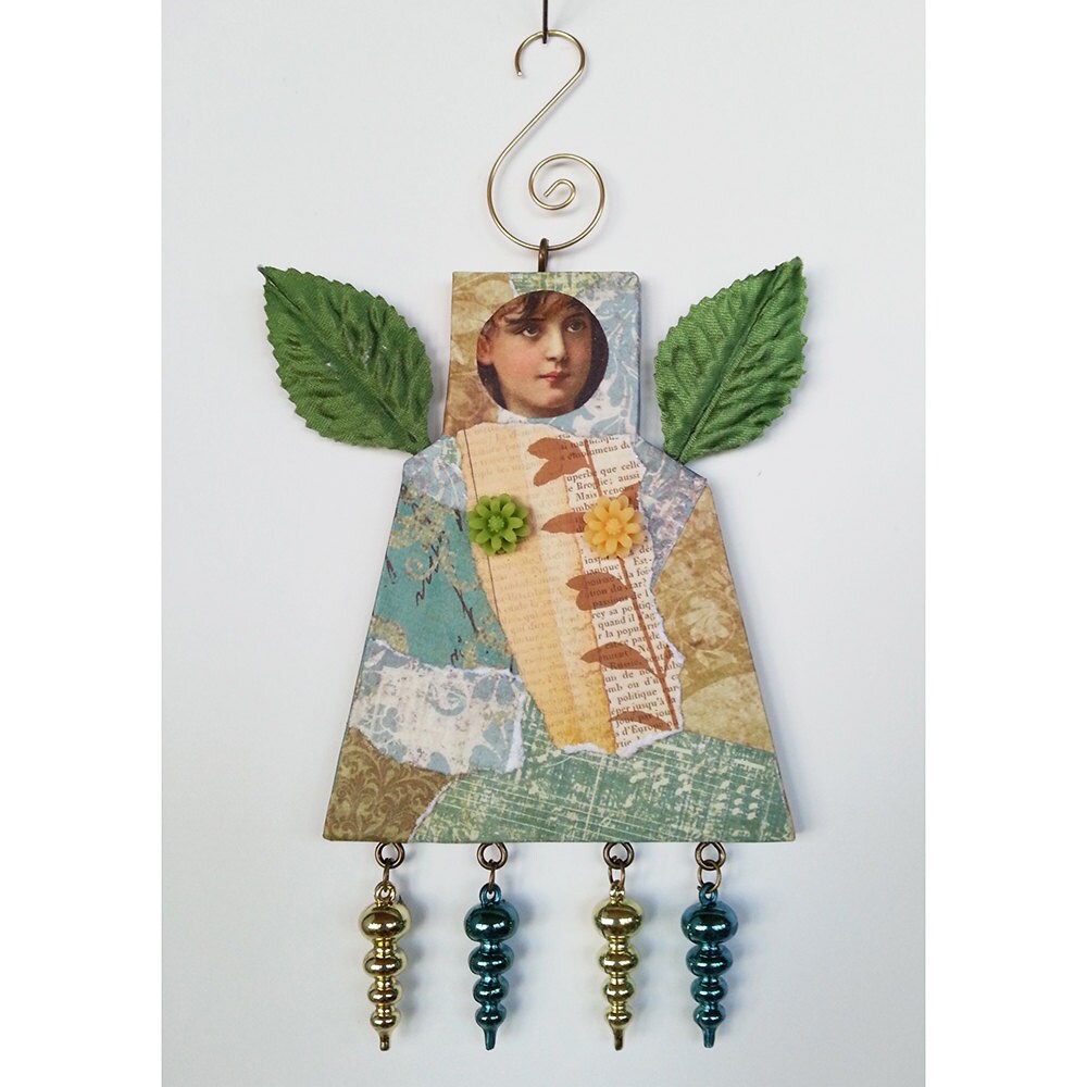 Nature Spring Angel Art to Hang, Mixed Media Paper Collage #7 - Etsy