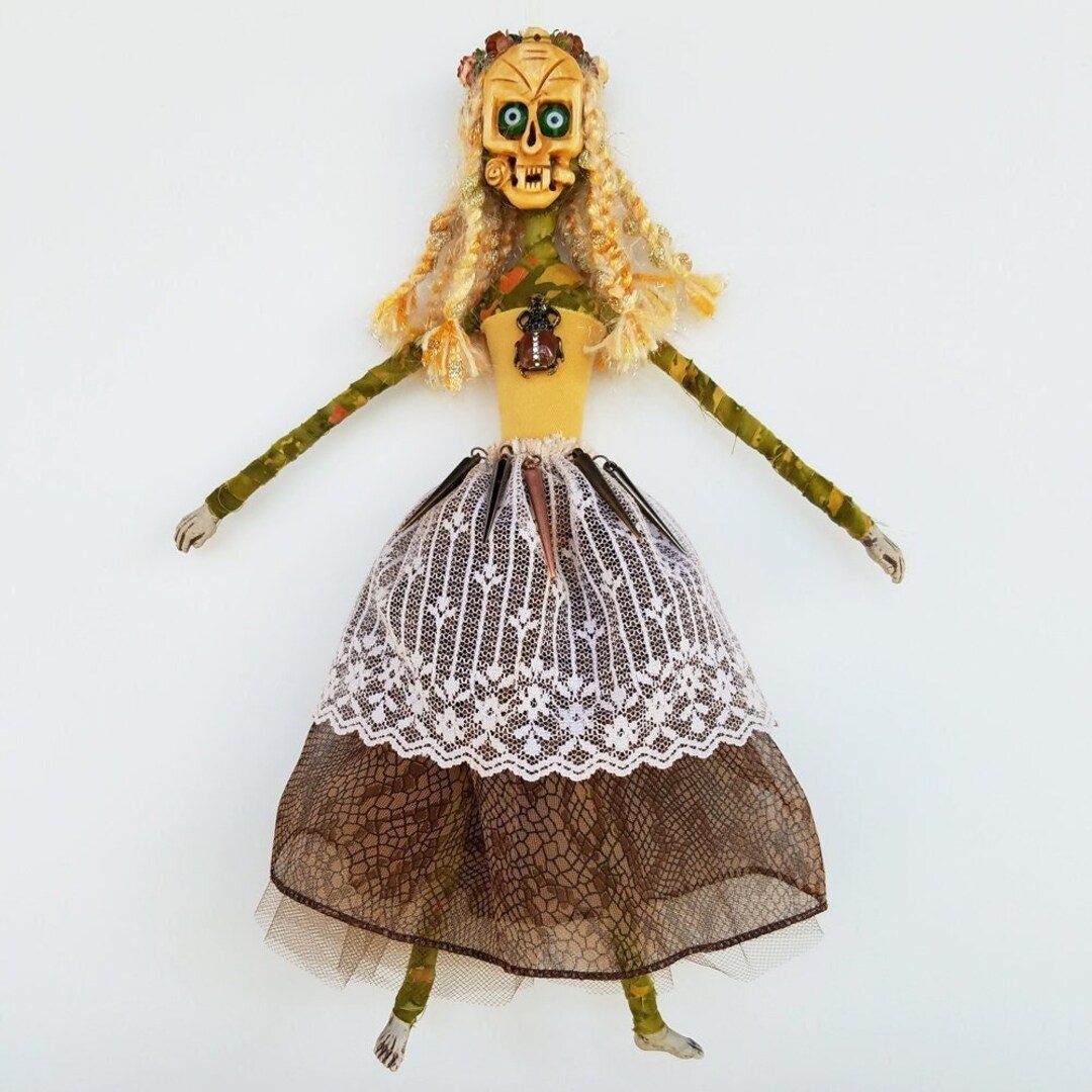 Stella Skull Mixed Media Art Doll, Halloween Art Doll, Ghoulish Art ...
