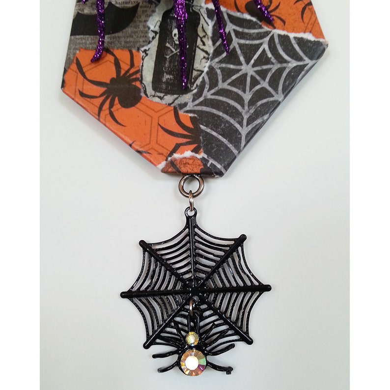 Creepy Halloween Spider Angel Art to Hang, Mixed Media Paper Collage ...