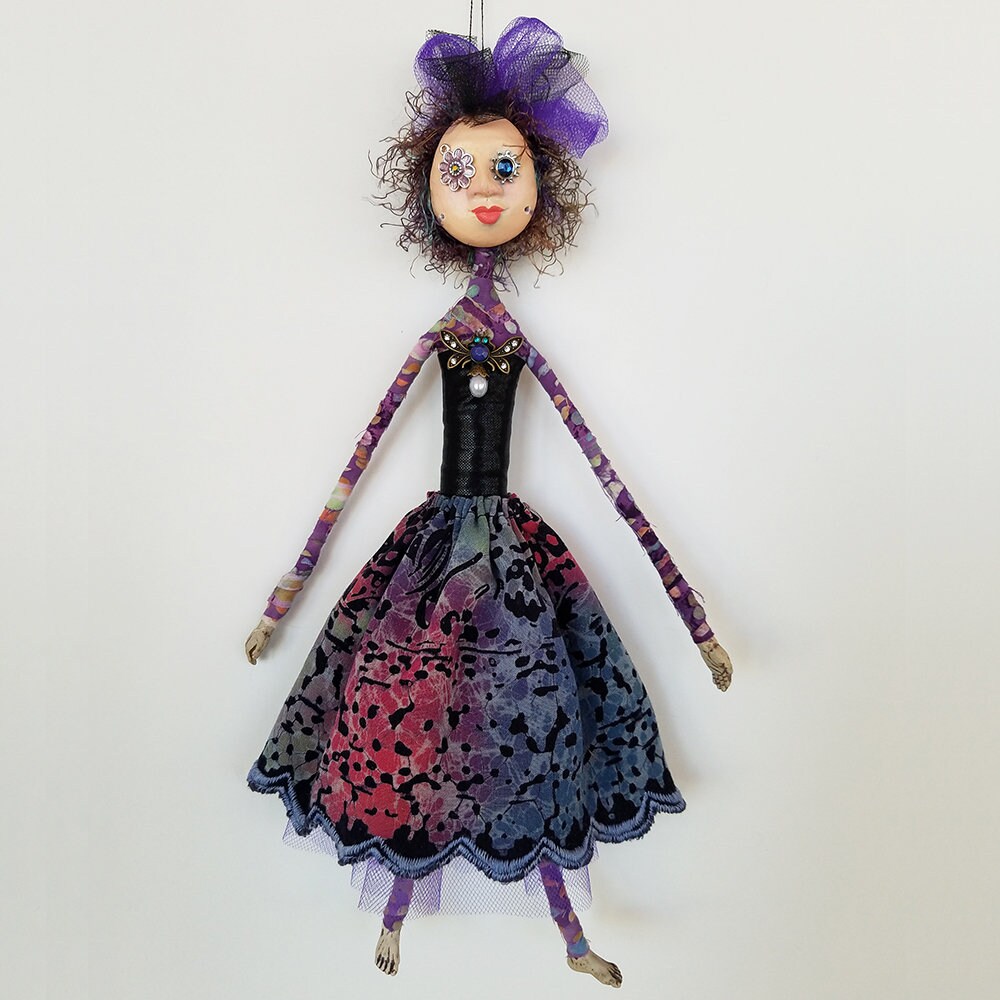 Emma Evil Mixed Media Art Doll, Halloween Art Doll, Ghoulish Art Doll ...
