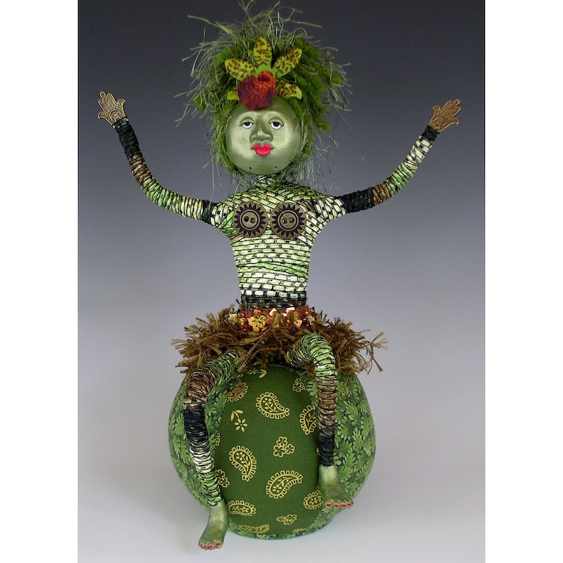 Green Orchid Girl Art Doll - Pincushion Party Girl - Etsy