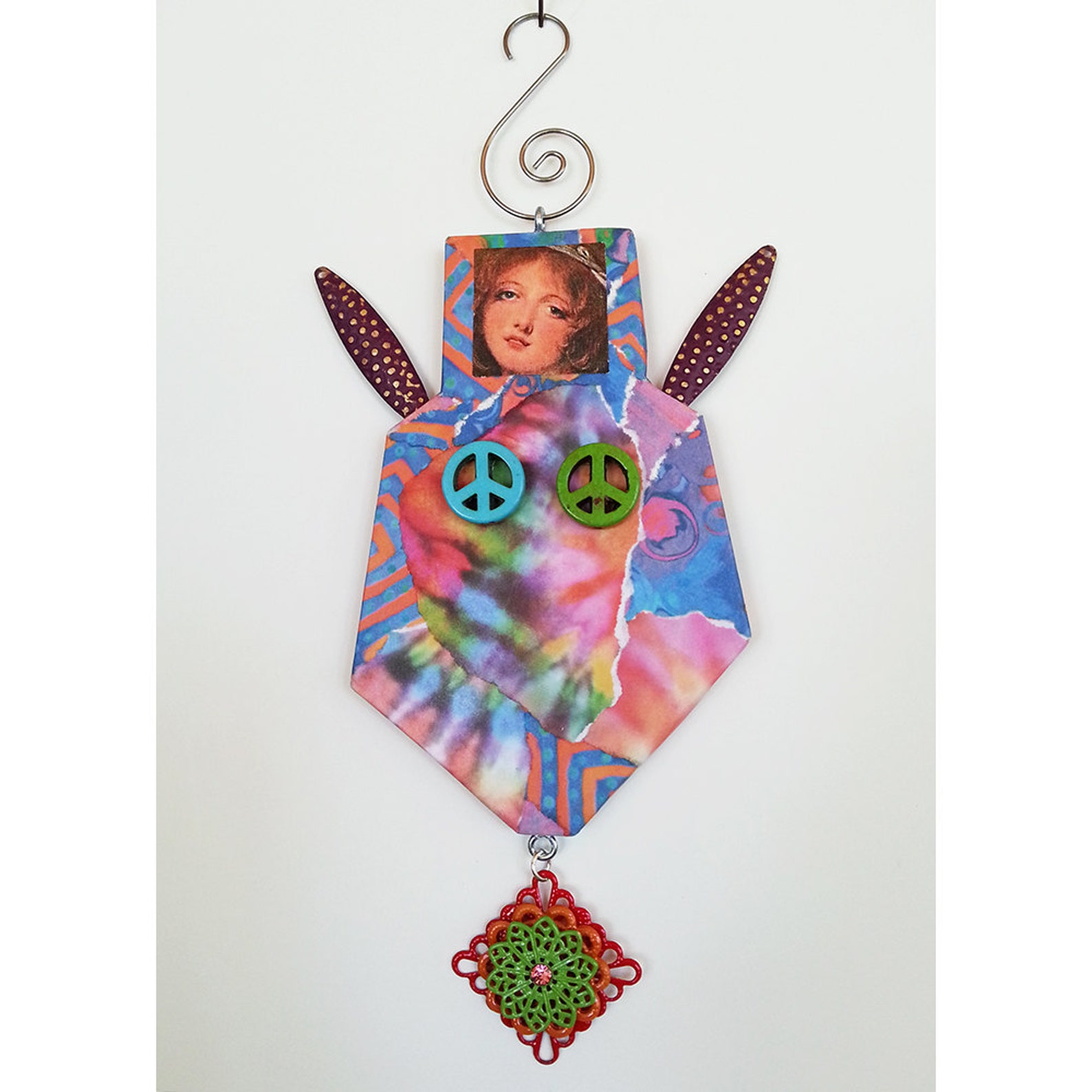 Trippy Hippie Psychedelic Angel Art to Hang #29, Mixed Media Paper ...