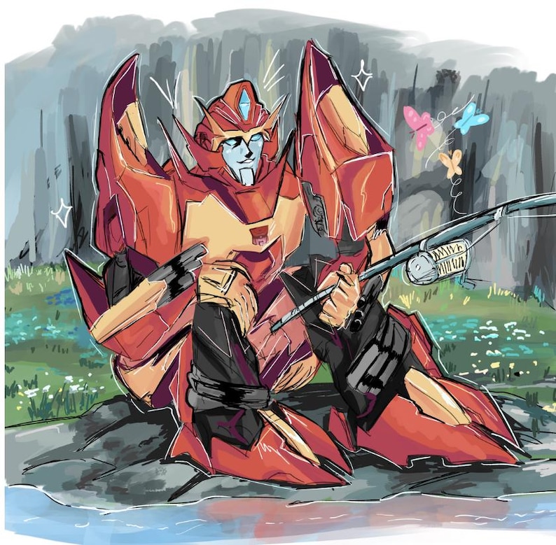 Transformers MTMTE Inspired Art Print - Rodimus Fishing - Etsy