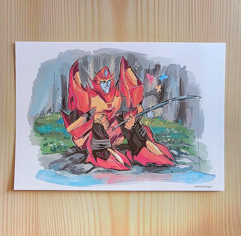 Transformers MTMTE Inspired Art Print - Rodimus Fishing - Etsy