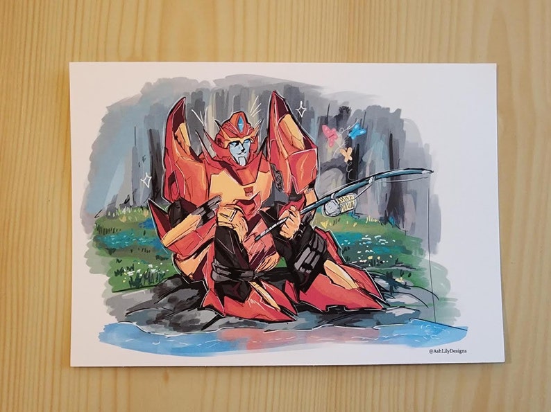 Transformers MTMTE Inspired Art Print - Rodimus Fishing - Etsy