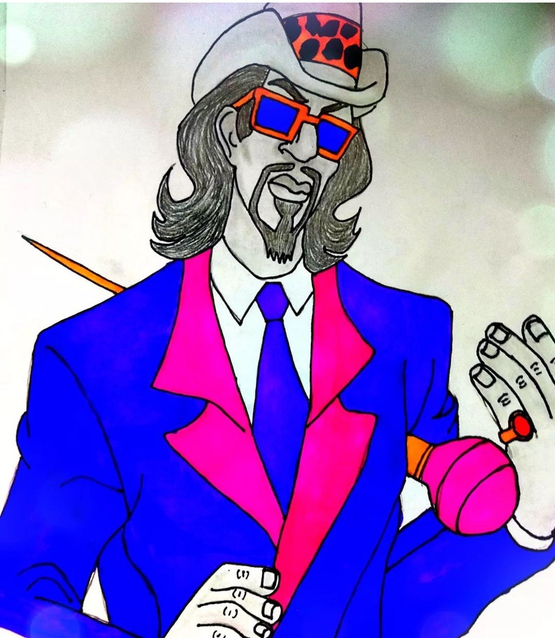 A Pimp Named Slick Pencil Drawing With Marker Color Hand Drawn - Etsy
