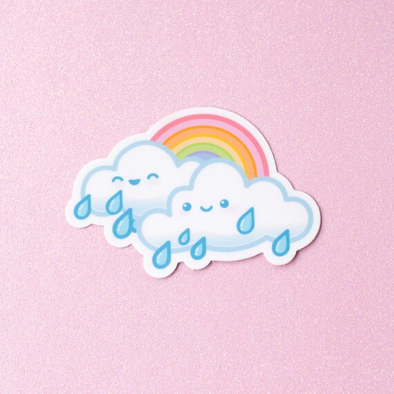 Rainbow Rain Cloud Vinyl Decal Stickers 3 inch | Etsy