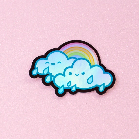 Rainbow Rain Cloud Holographic Holo Stickers 3 Inch | Etsy