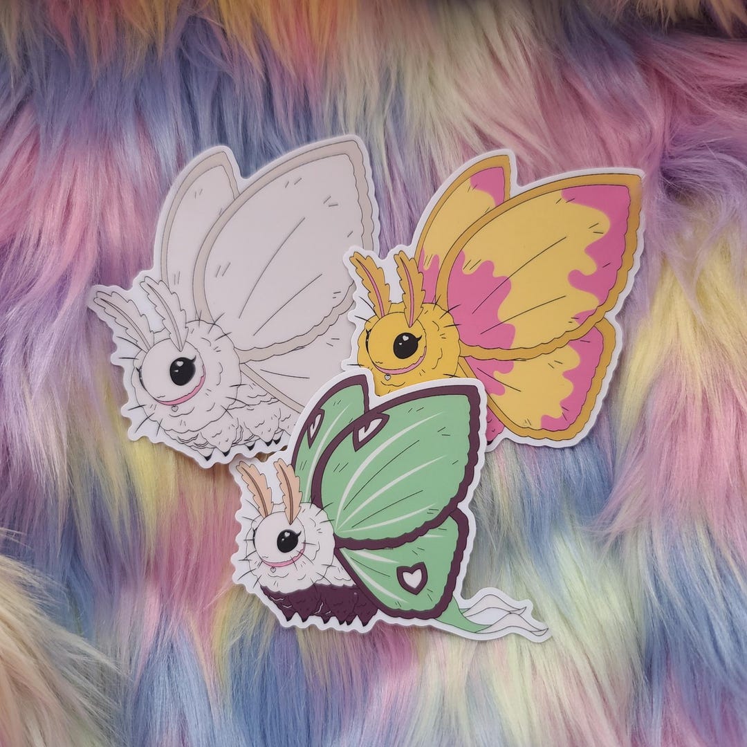 Moth Kitty Friend 3" Sticker - Etsy
