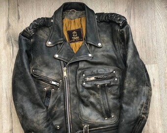 Very Rare Vintage 90s TARI Retro Style Distressed Leather Motorcycle ...