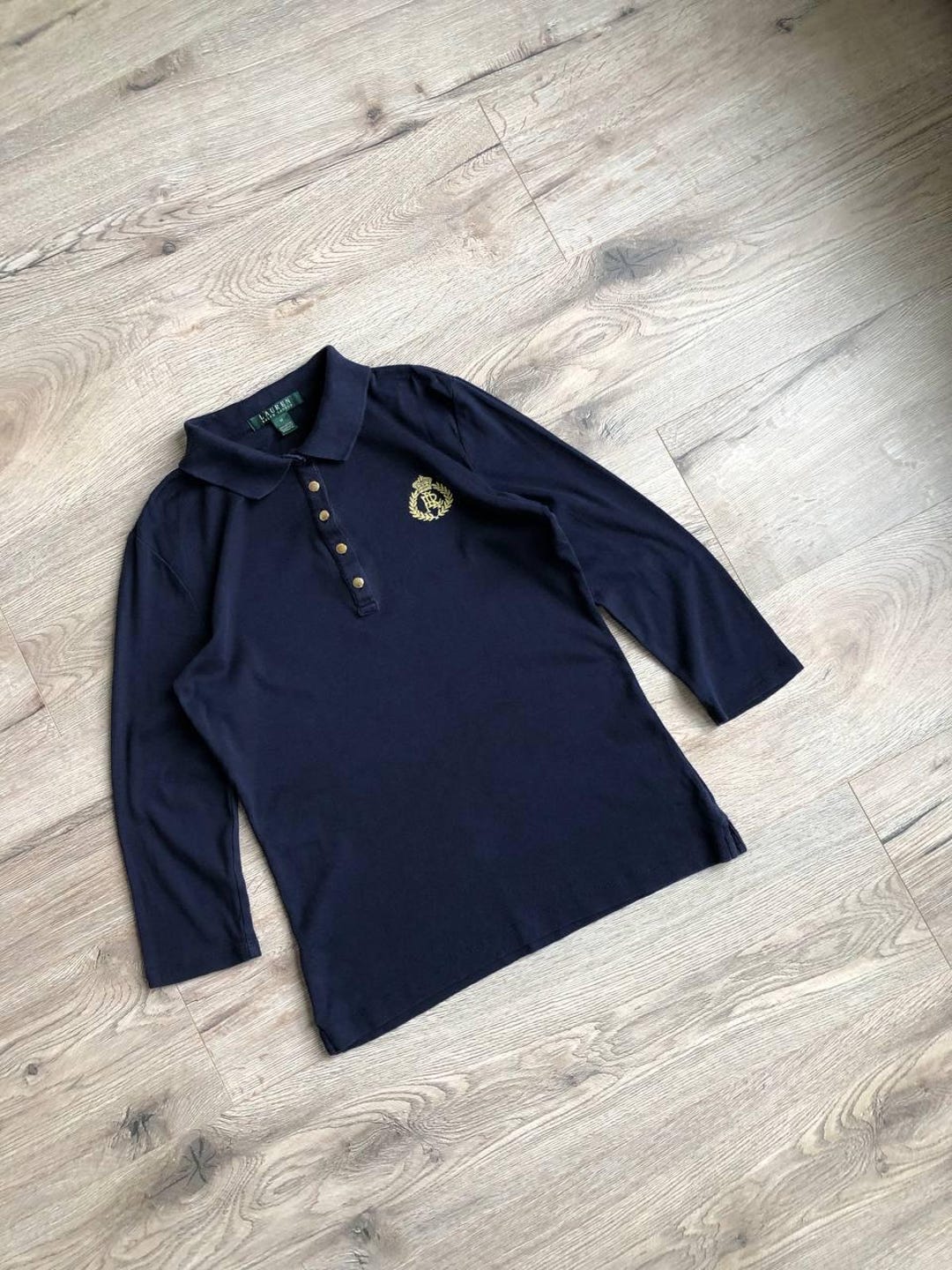RRL Ralph Lauren Women’s Longsleeve Navy Polo Vintage Shirt 00s Green ...