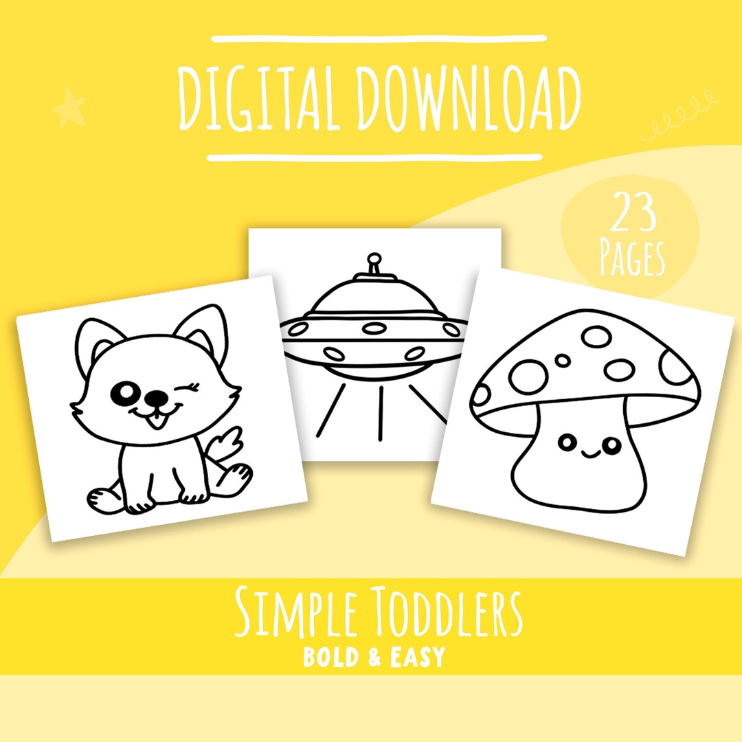 Simple Coloring Pages Toddlers Pack 2 DIGITAL DOWNLOAD Bold & Easy BIG ...