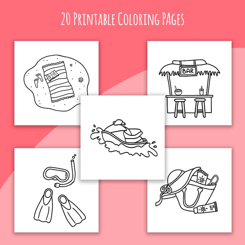 Simple Coloring Pages Summer Edition Pack 1 DIGITAL DOWNLOAD Bold ...