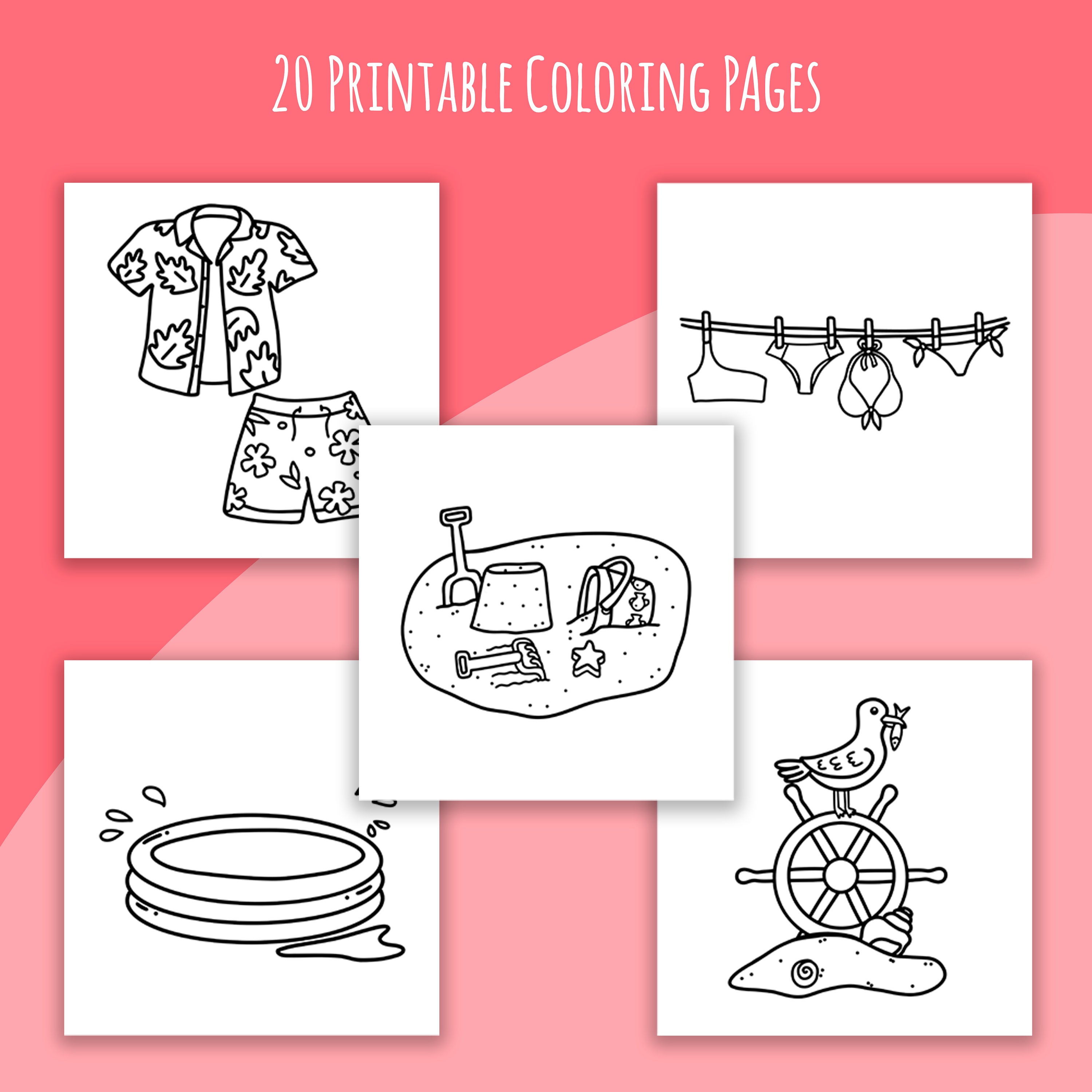 Simple Coloring Pages | Summer Edition Pack 1 - DIGITAL DOWNLOAD | Bold ...