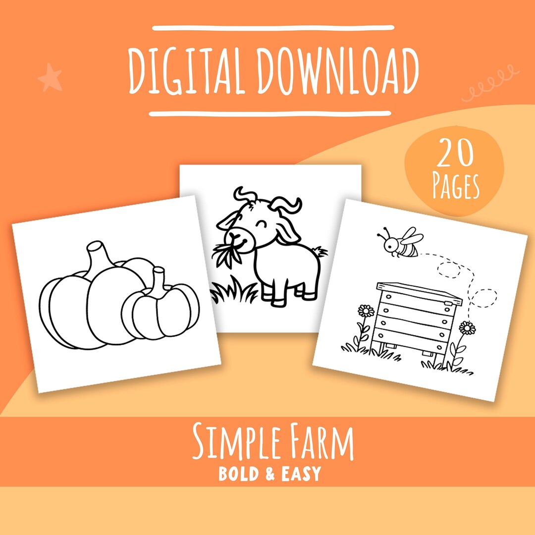 Simple Coloring Pages Farm Edition Pack 1 DIGITAL DOWNLOAD Bold & Easy ...