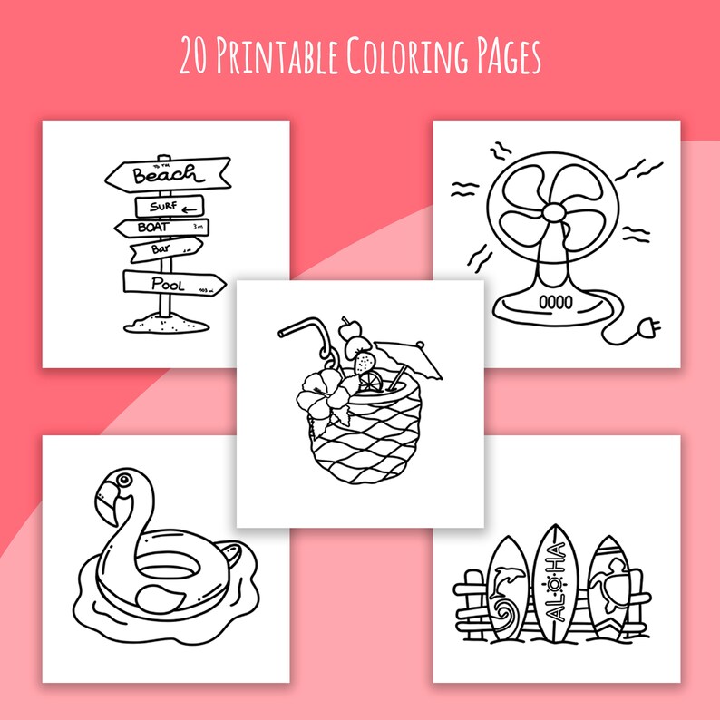 Simple Coloring Pages Summer Edition Pack 1 DIGITAL DOWNLOAD Bold ...