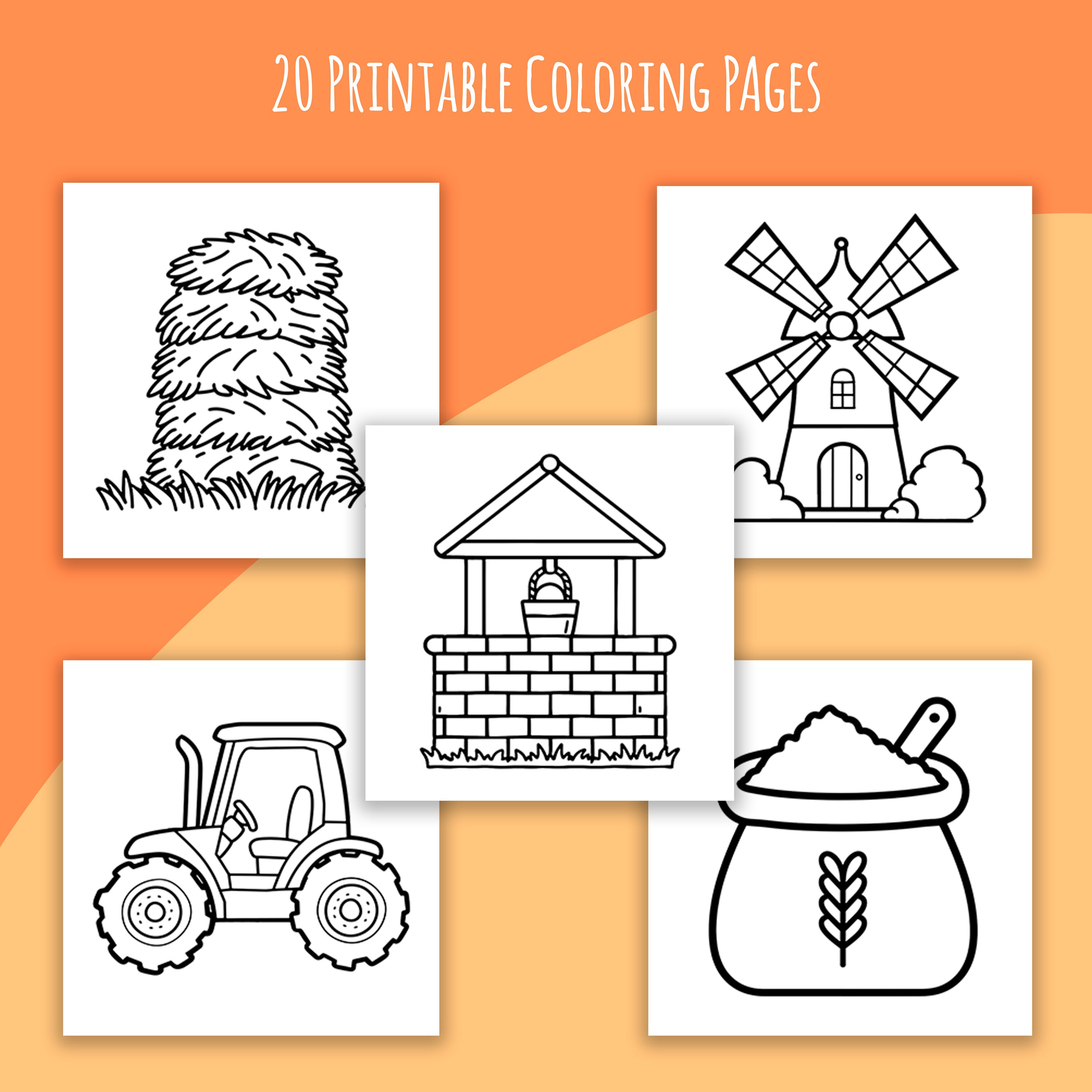 Simple Coloring Pages Farm Edition Pack 1 DIGITAL DOWNLOAD Bold & Easy ...