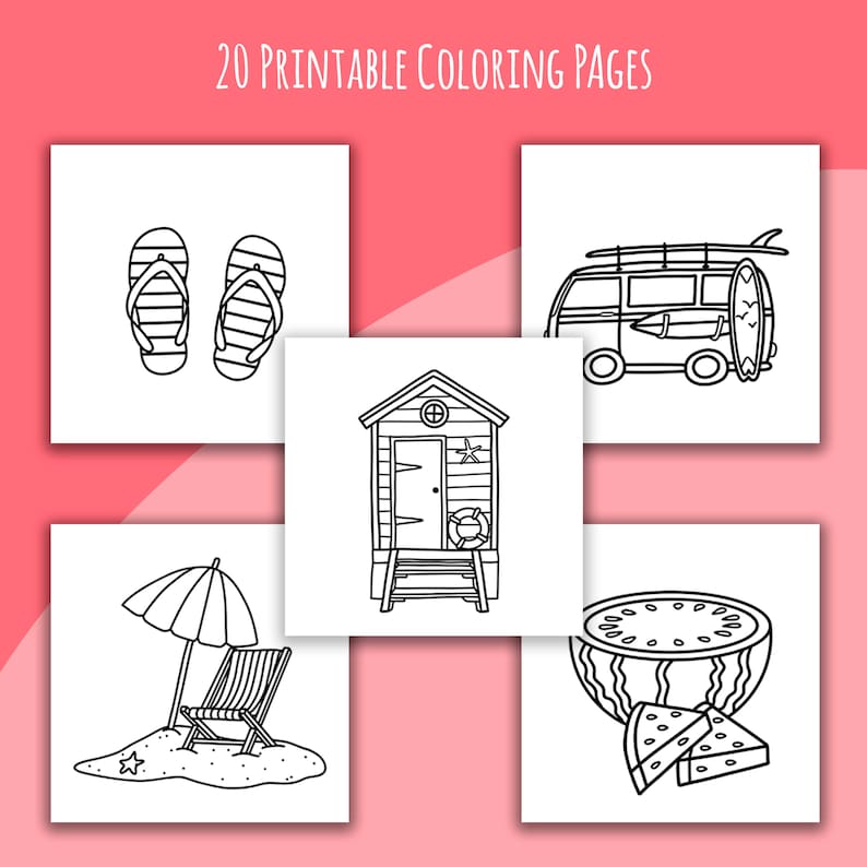 Simple Coloring Pages Summer Edition Pack 1 DIGITAL DOWNLOAD Bold ...