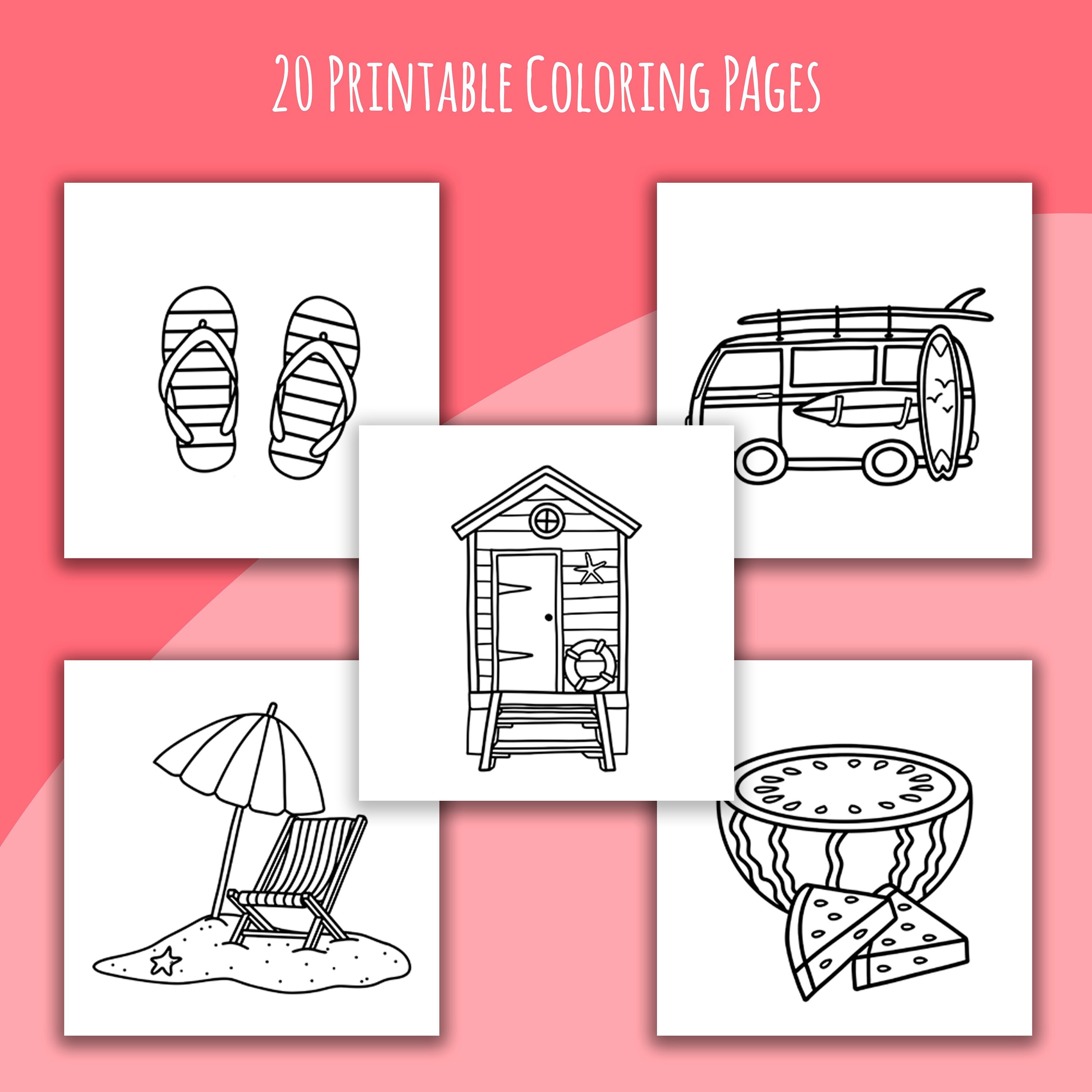 Simple Coloring Pages Summer Edition Pack 1 DIGITAL DOWNLOAD Bold ...