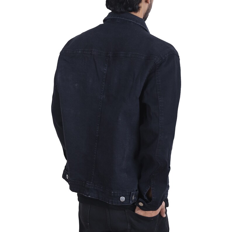 Handmade Men's Black Washed Denim Jacket Vintage Denim Trucker Jacket ...