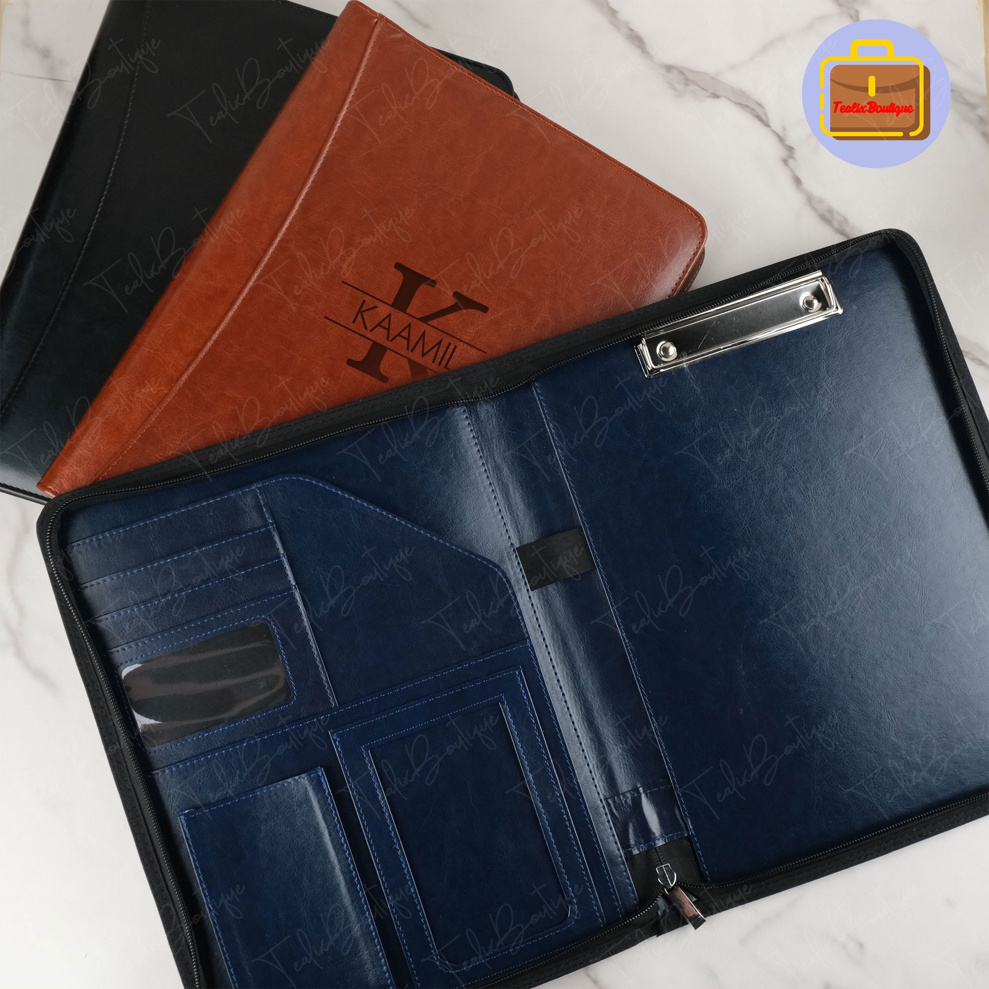 Personalized A4 Leather Portfolio, Custom Portfolio With Name, A4 ...