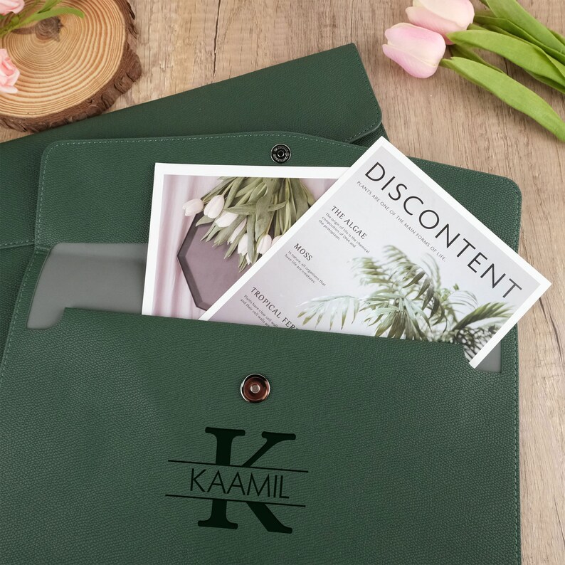 Personalized A4 Leather File Folder, Custom Travel Document Holder ...