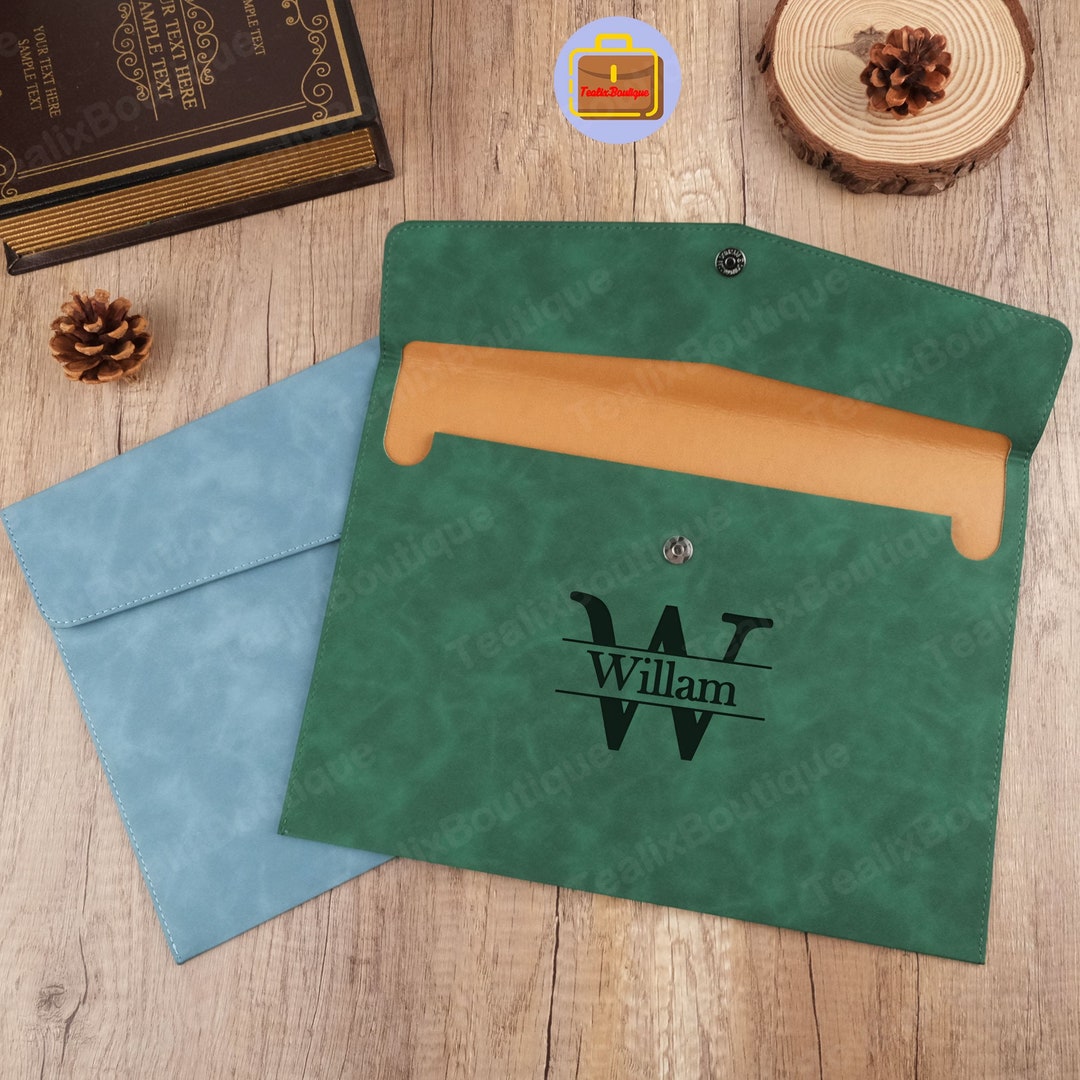Personalized A4 Leather File Folder, Custom Travel Document Holder ...