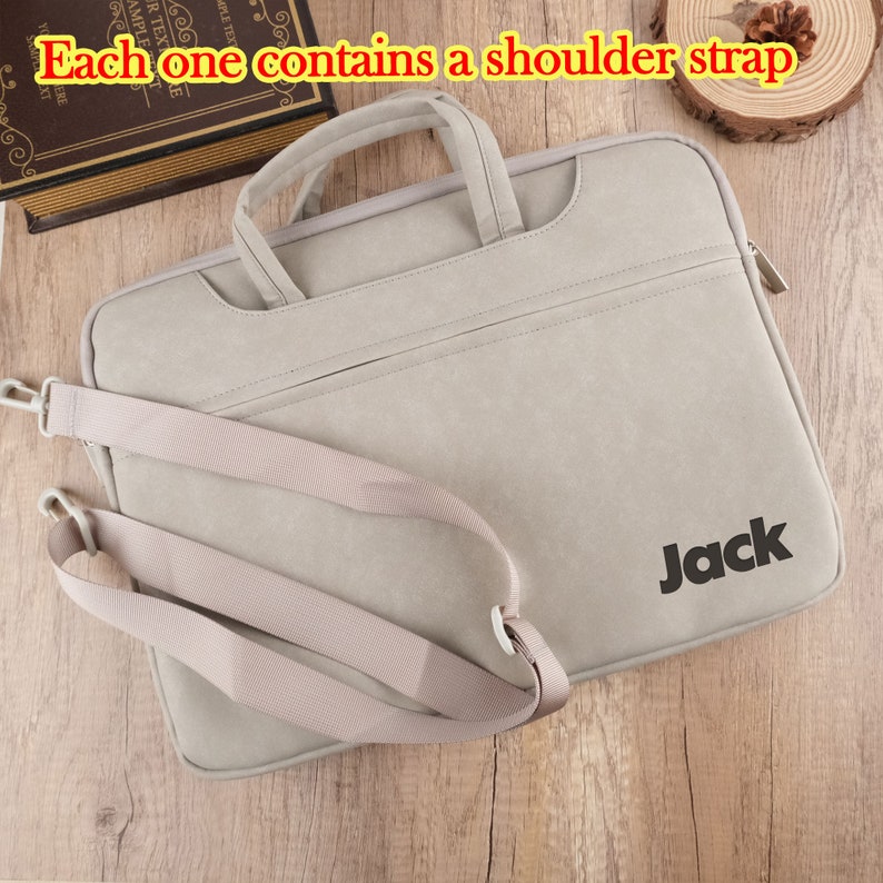 Personalized Leather Laptop Bag, Custom Name Messenger Bag Briefcase ...