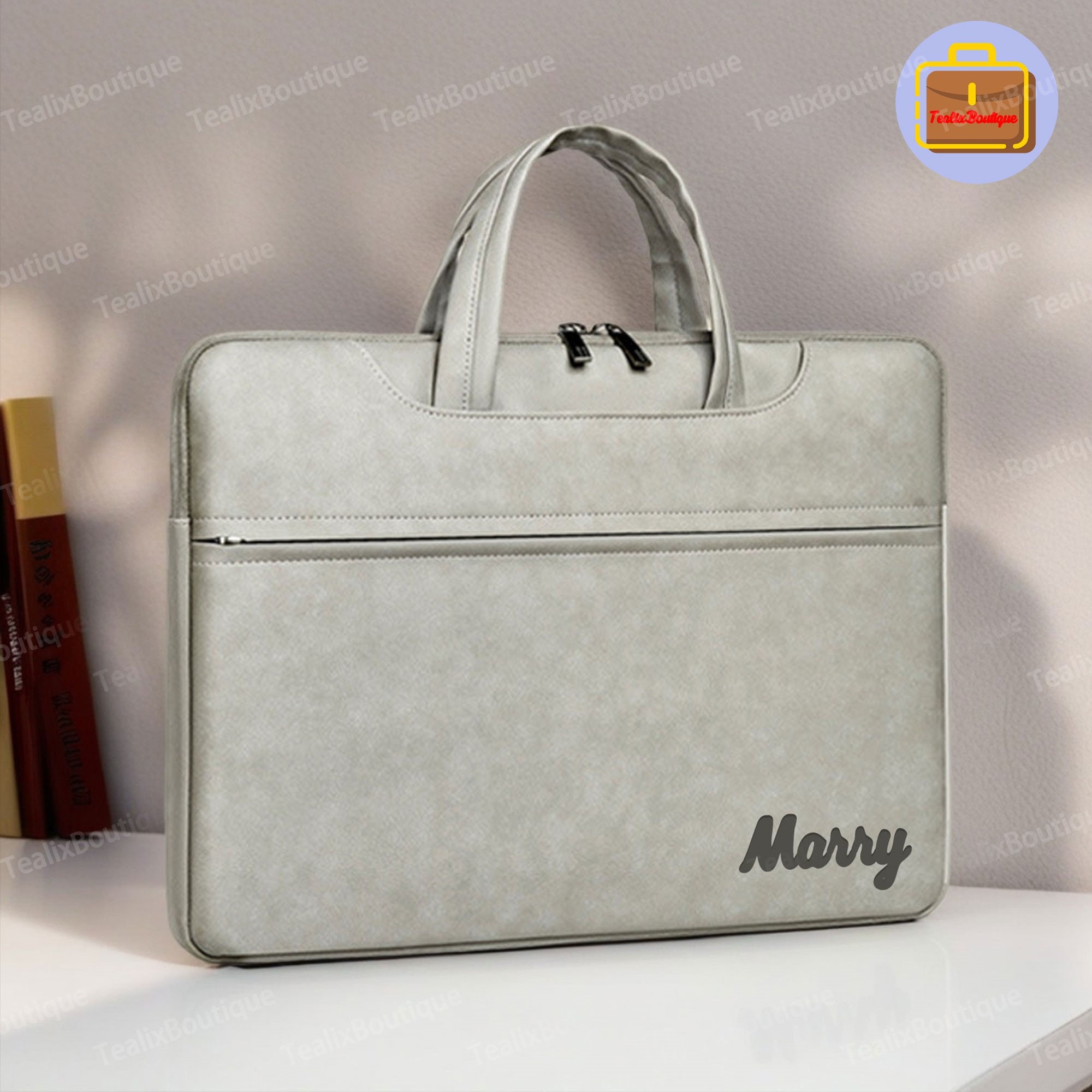 Personalized Leather Laptop Bag, Custom Name Messenger Bag Briefcase ...