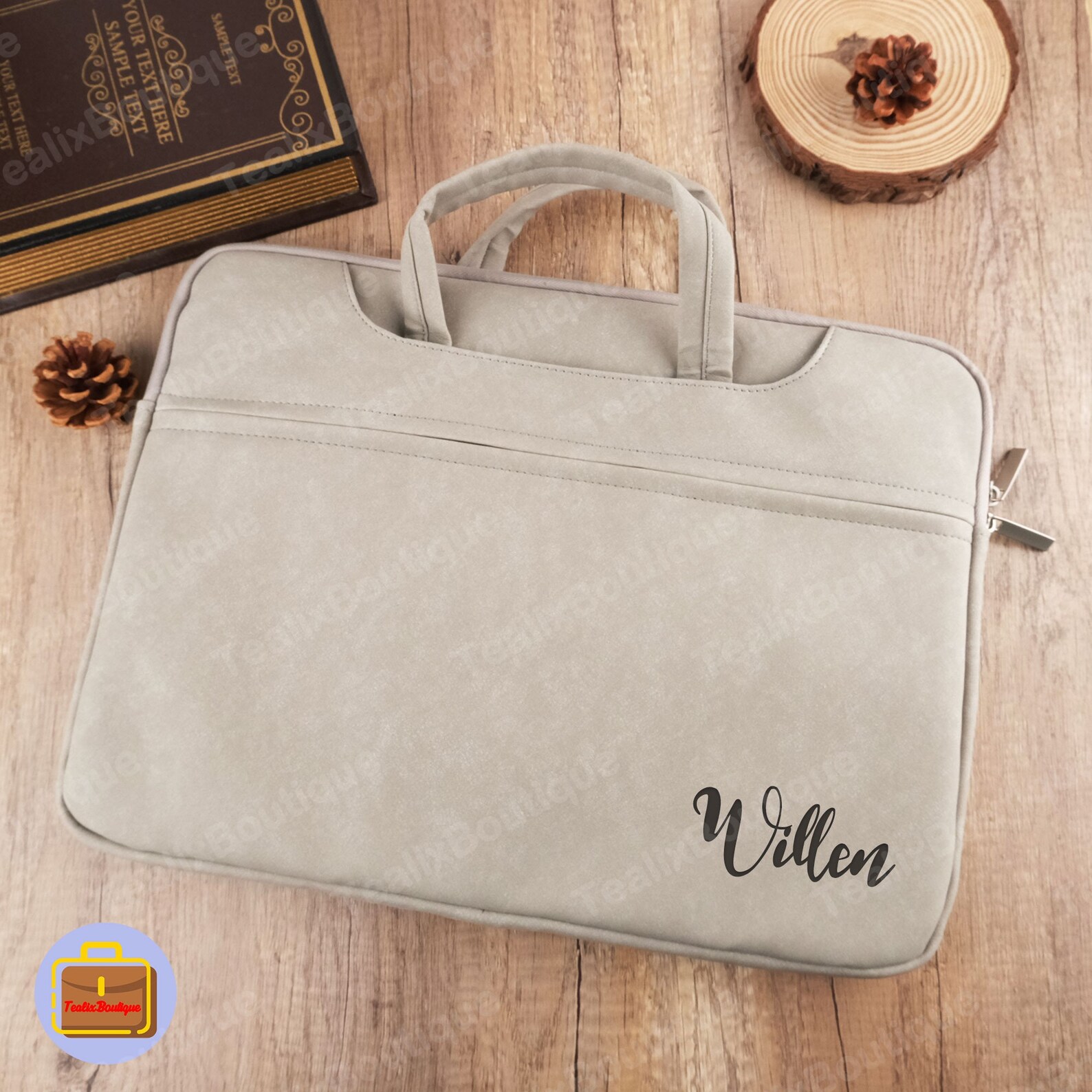 Personalized Leather Laptop Bag, Custom Name Messenger Bag Briefcase ...