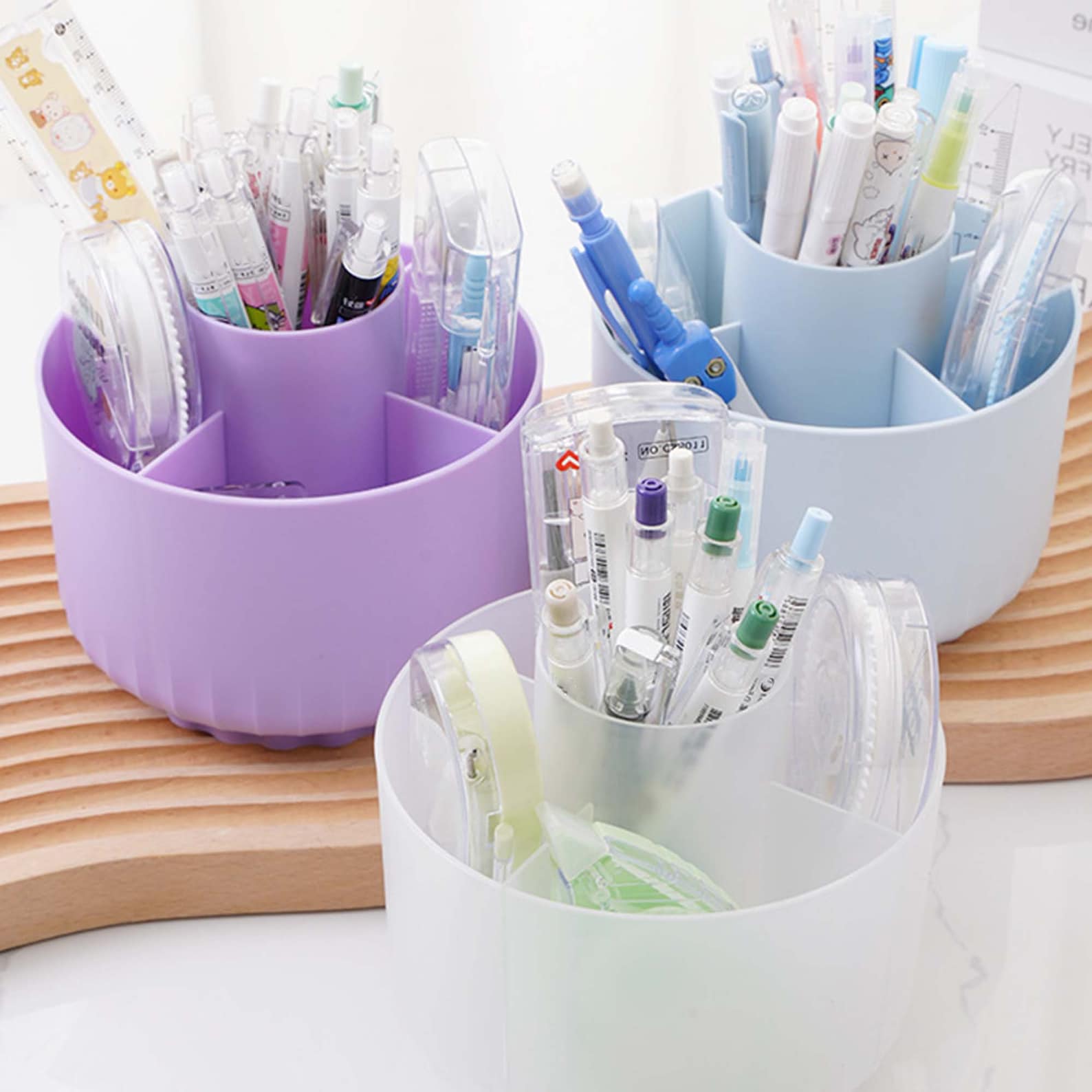 Creative Rotating Pen Holder, 7 Colors Stationary Holder, Office ...