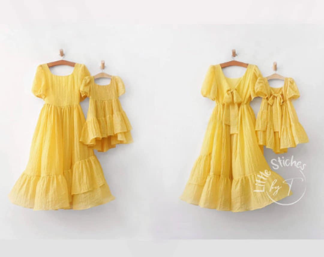 Yellow Matching Dresses, Mommy and Me Outfits, Spring Girls Dress ...