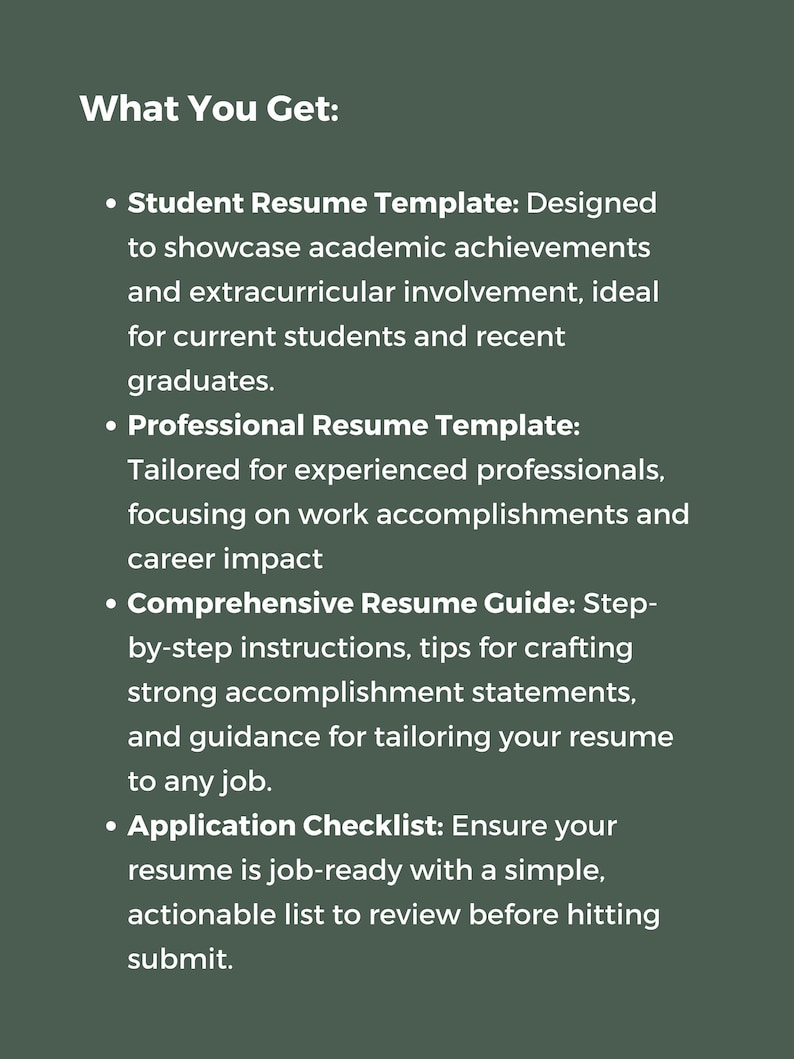 Professional Resume Templates for Students and Young Professionals Step ...