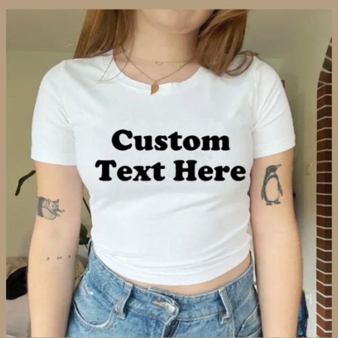 Custom Crop Top With Retro Text, Create Your Own Crop Top Baby Tee ...