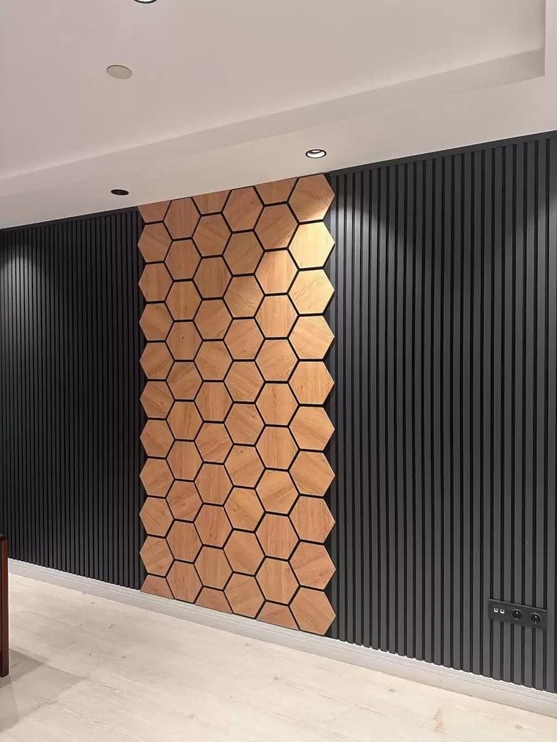 Acoustic Hexagon Wall Panel (22 Piece) 1 M Squire, Wooden Wall Decor ...