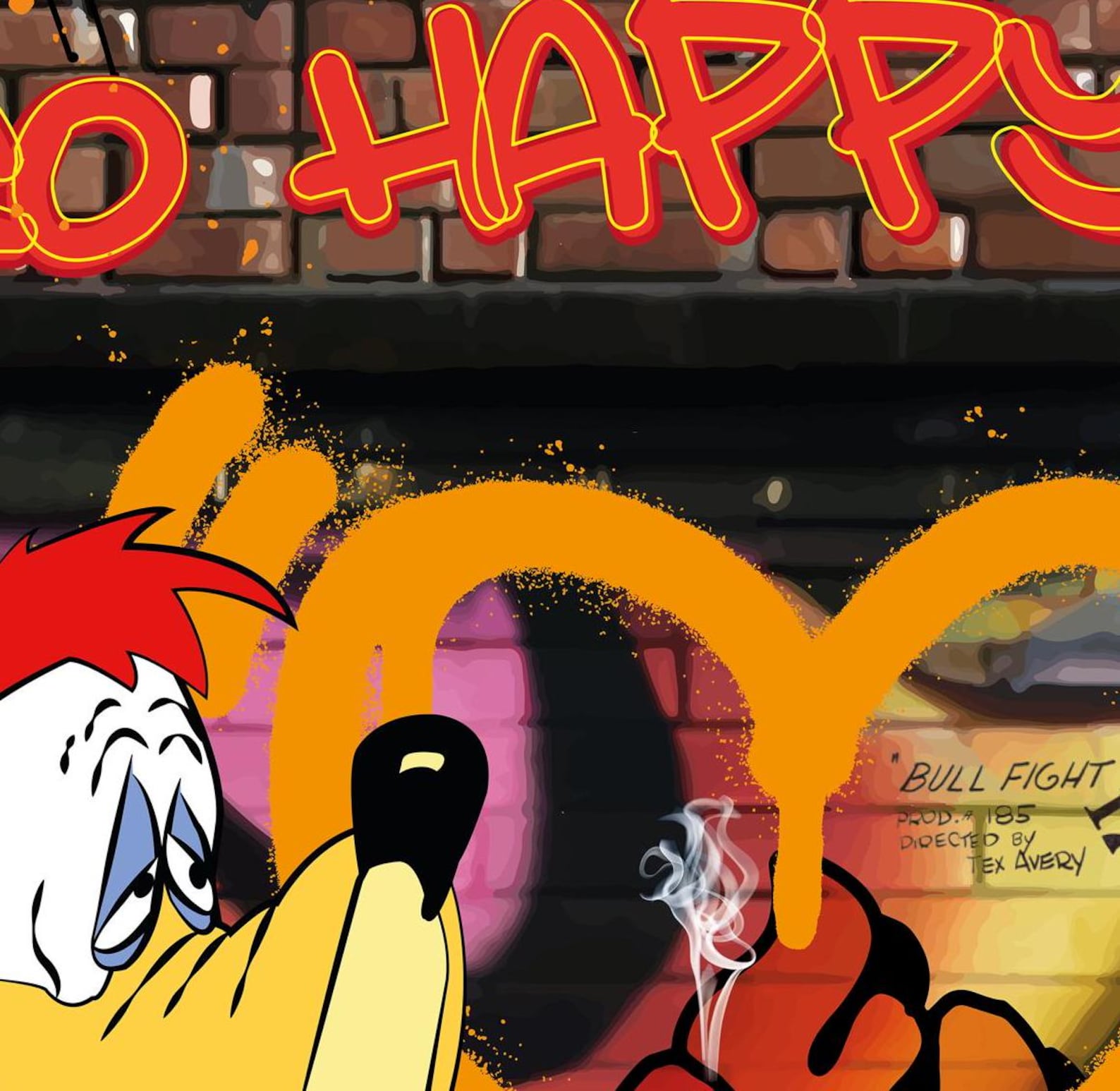 Art mural grande toile Droopy I'm so happy ©RGB, Street Art. Tableau ...