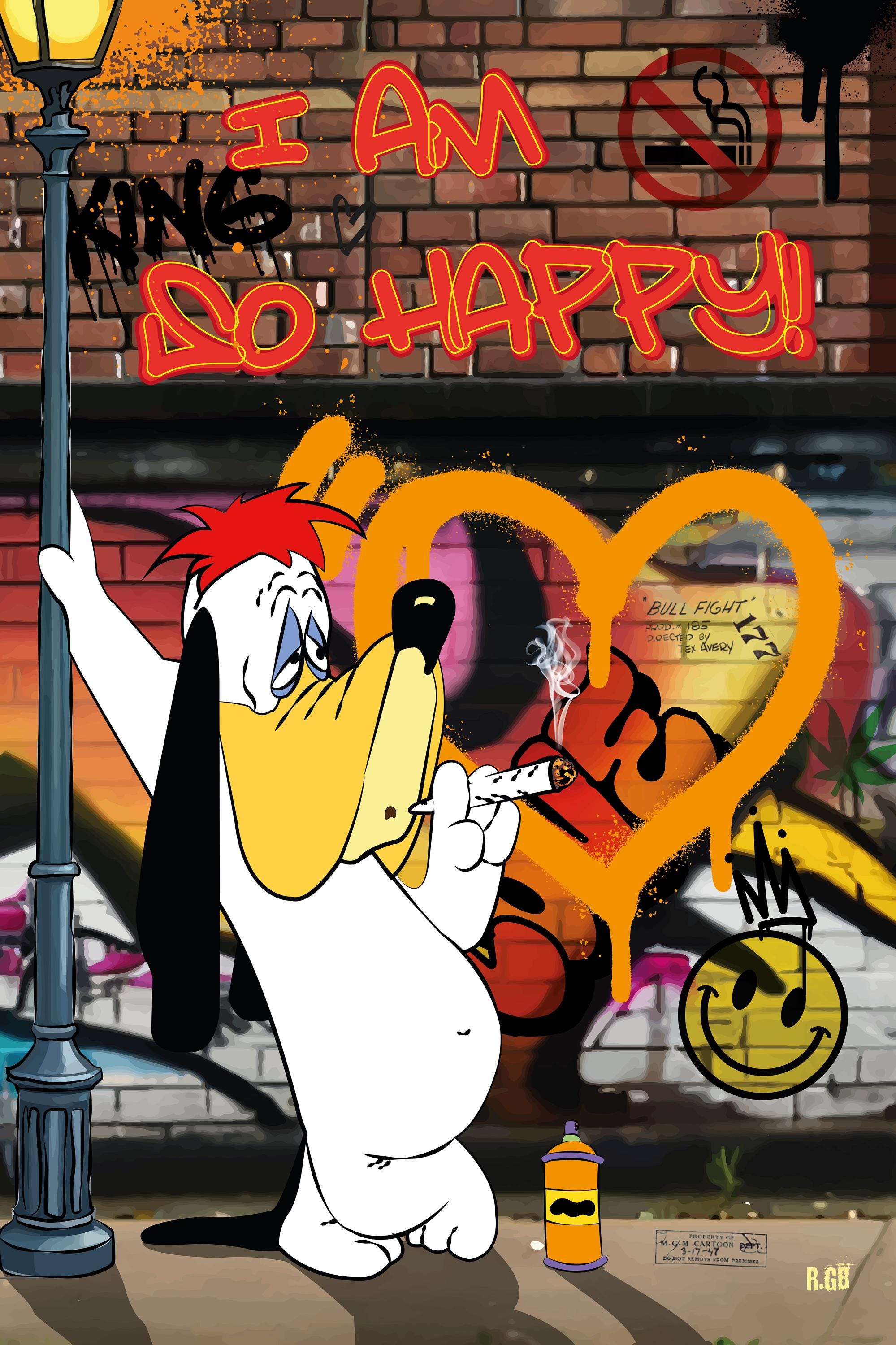 Art mural grande toile Droopy I'm so happy ©RGB, Street Art. Tableau ...