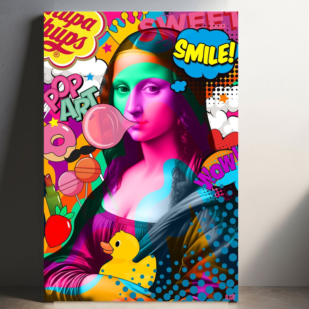 Mona Pop Art Style Painting ©RGB. Digital Print on Canvas. the Mona ...