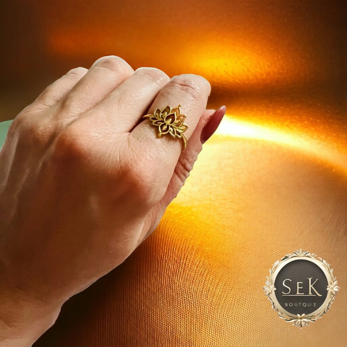 Lotus Flower Stainless Steel Finger Ring, Vintage Wedding Ring ...