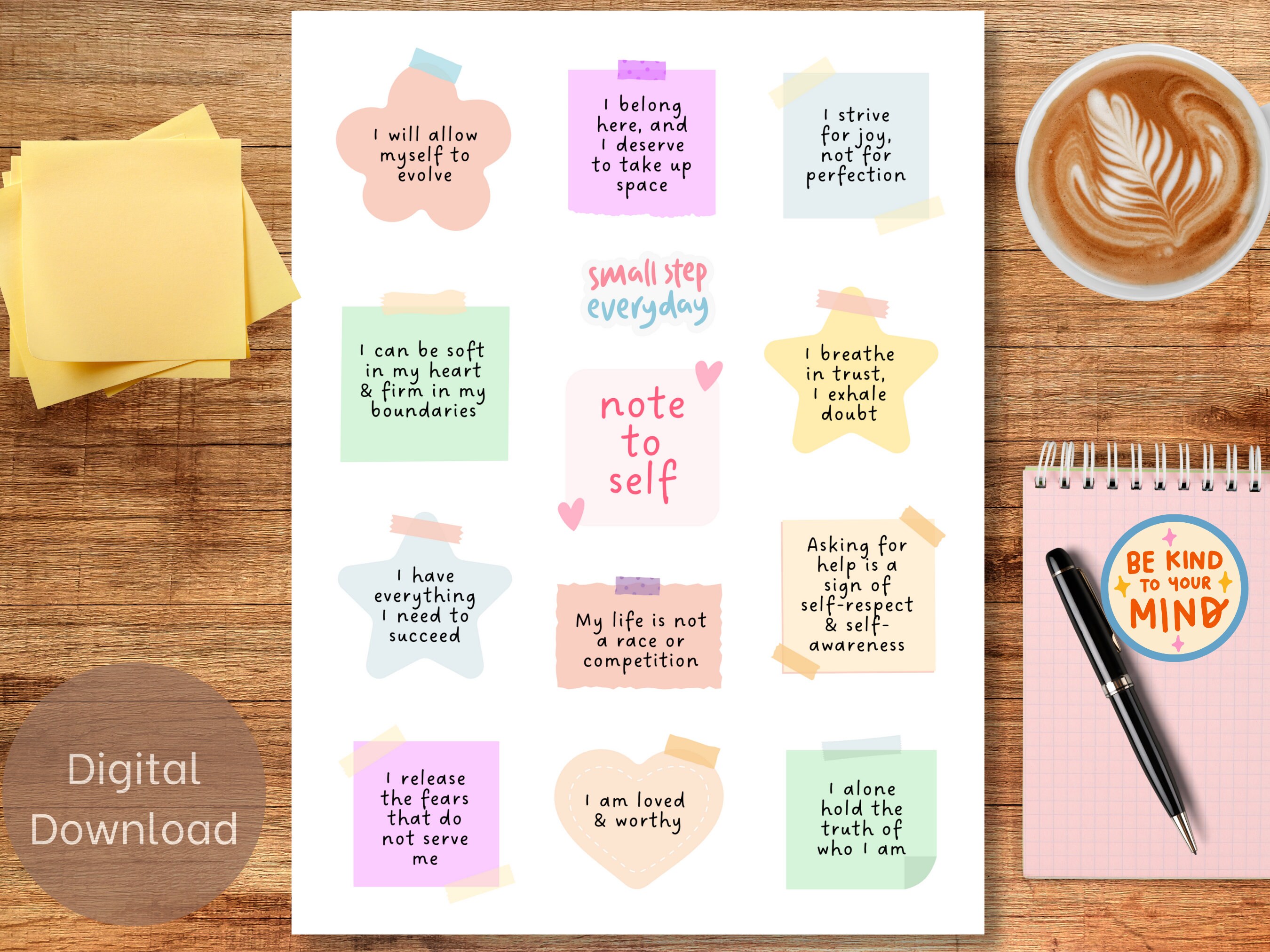 Note to Self, Positive Affirmation Poster, Printable Wall Art, Self ...