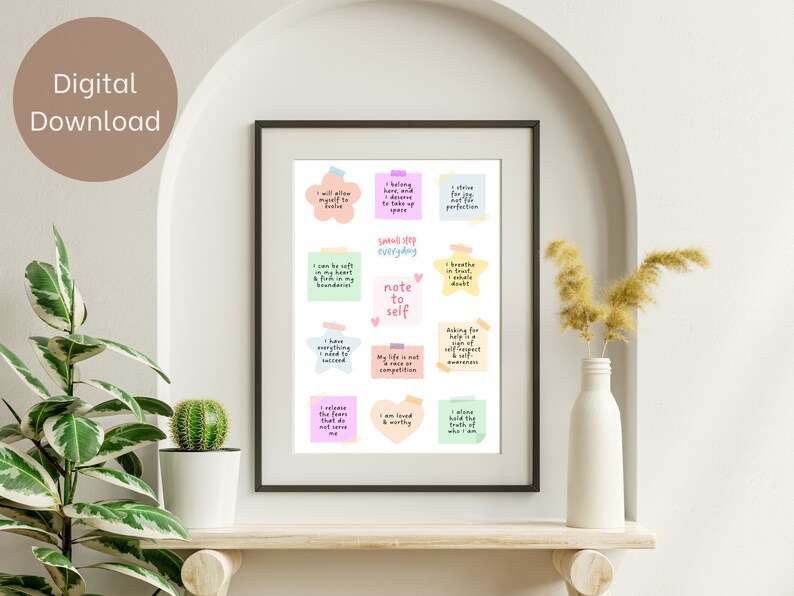 Note to Self, Positive Affirmation Poster, Printable Wall Art, Self ...