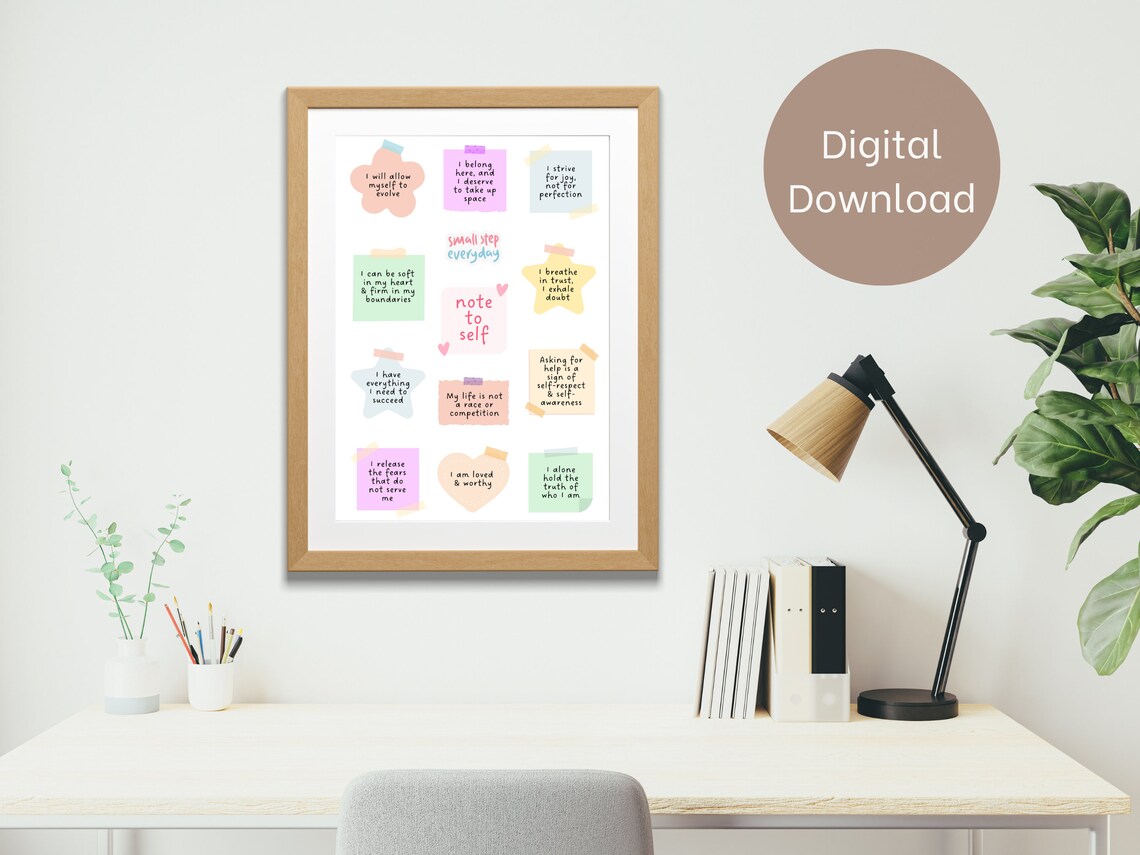 Note to Self, Positive Affirmation Poster, Printable Wall Art, Self ...