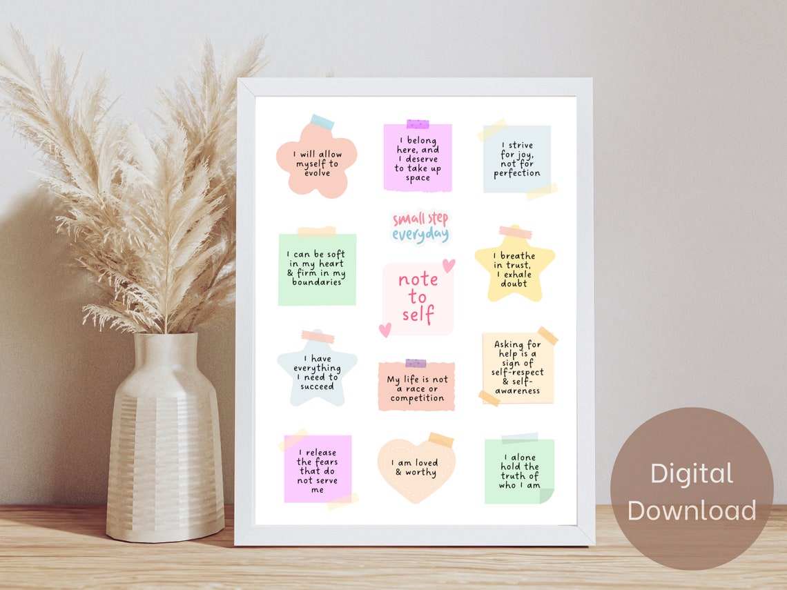 Note to Self, Positive Affirmation Poster, Printable Wall Art, Self ...