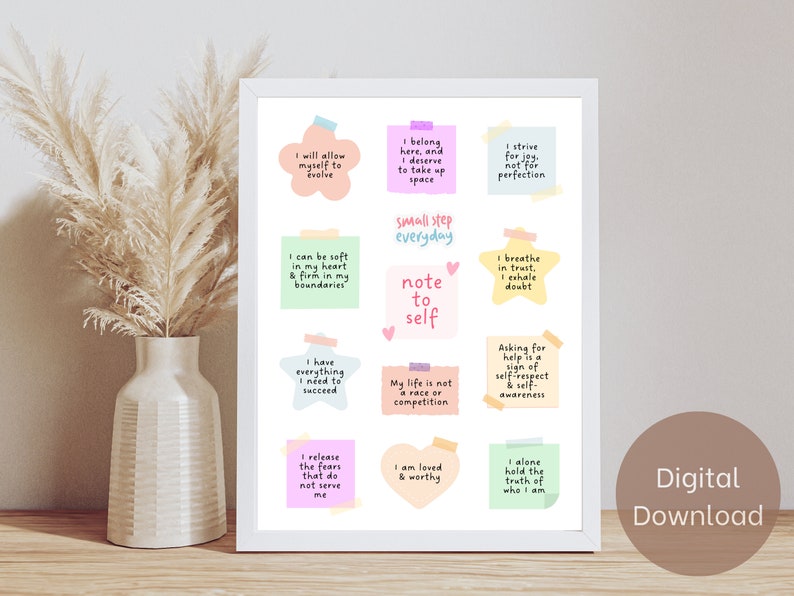 Note to Self, Positive Affirmation Poster, Printable Wall Art, Self ...