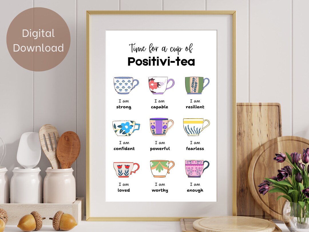 Positivi-tea Positivity, I Am Affirmations, Printable Wall Art ...