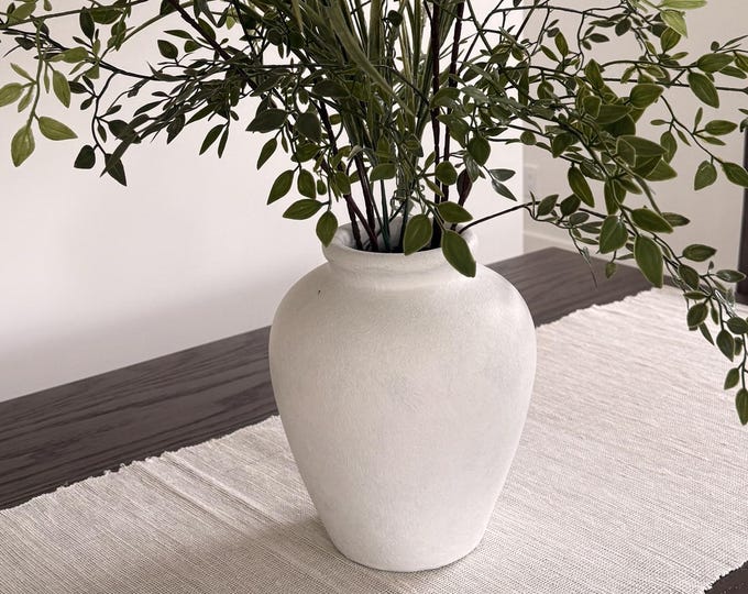 Large Ceramic Vase - White Rustic Pottery Vase - Unique Vase - Modern ...