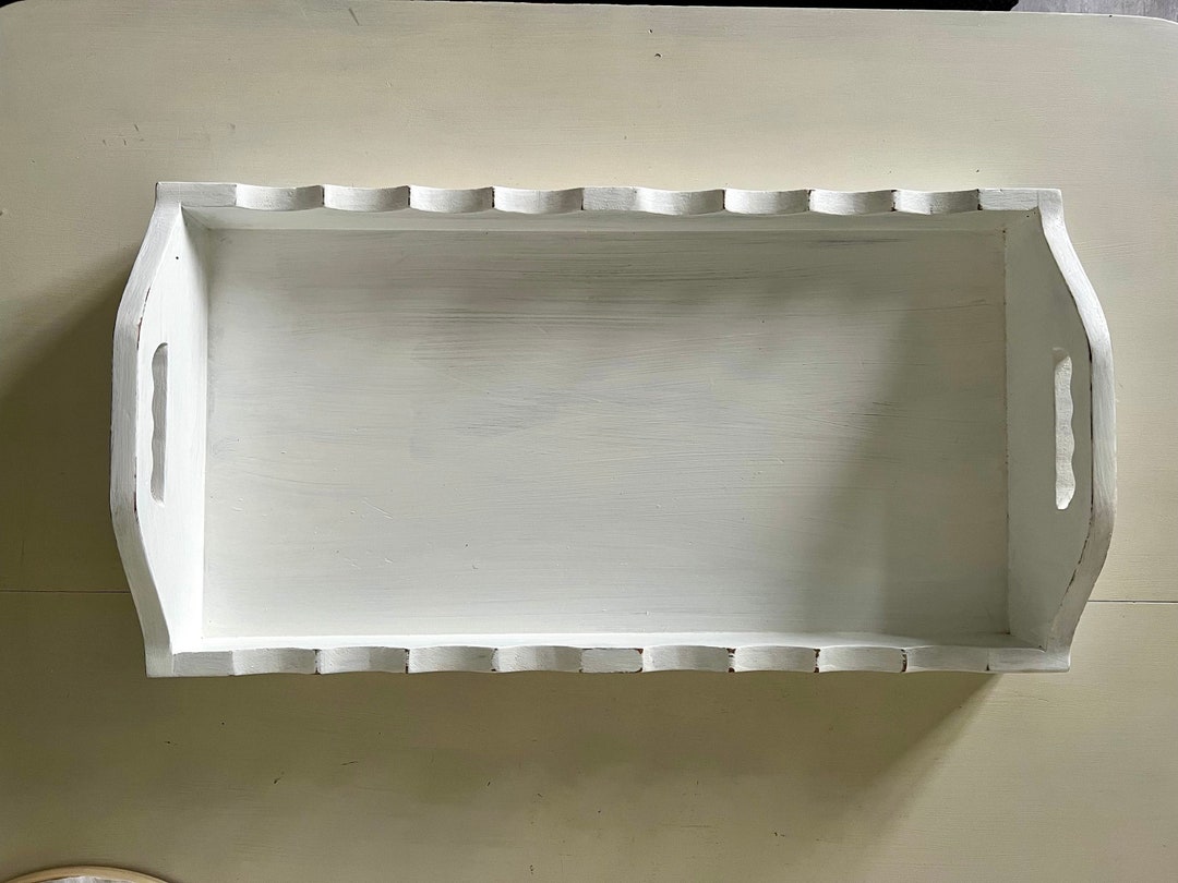 Long White Wood Tray Farmhouse Tray With Handles Wedding Centerpiece ...