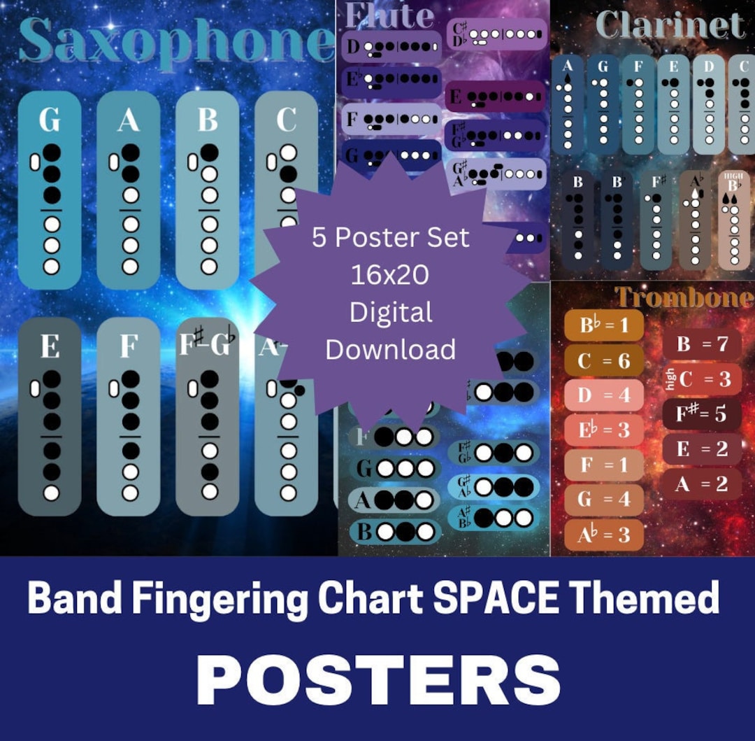 Band Instrument Fingering Charts SPACE - Etsy