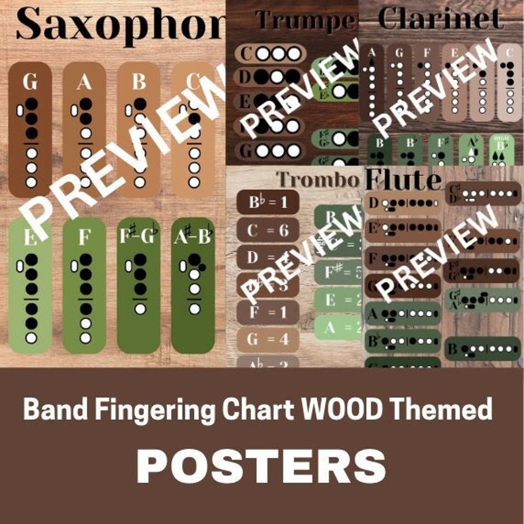 Band Instrument Fingering Charts WOOD - Etsy